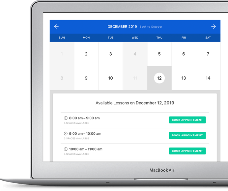Online Lesson Booking - Booking and Appointment Calendar for Golf